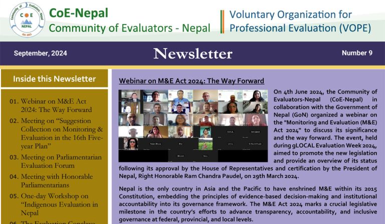 CoE-Nepal – Advance the theory, practice and use of evaluation in development process.